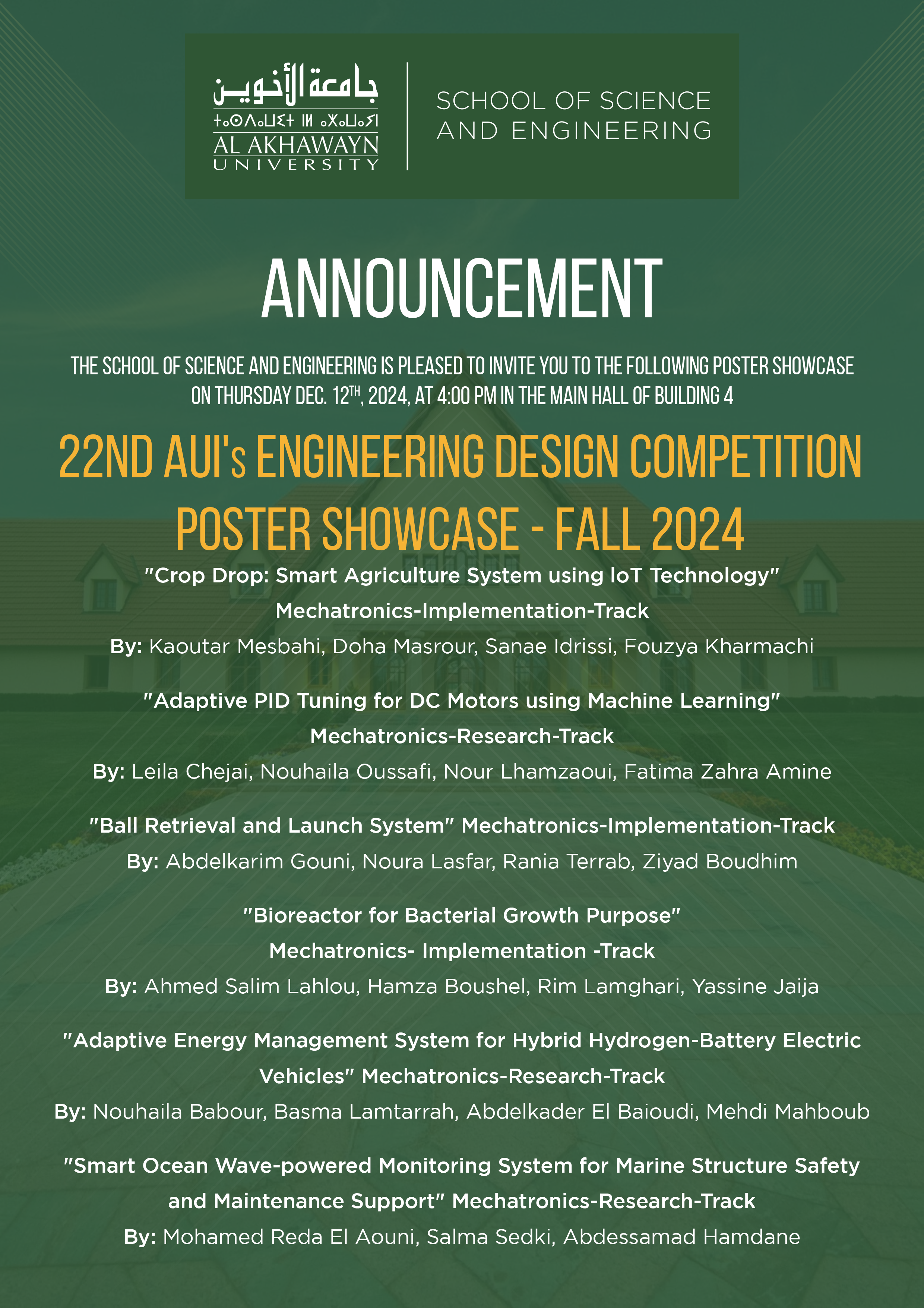22nd Edition of the Engineering Design Competition – Poster Showcase